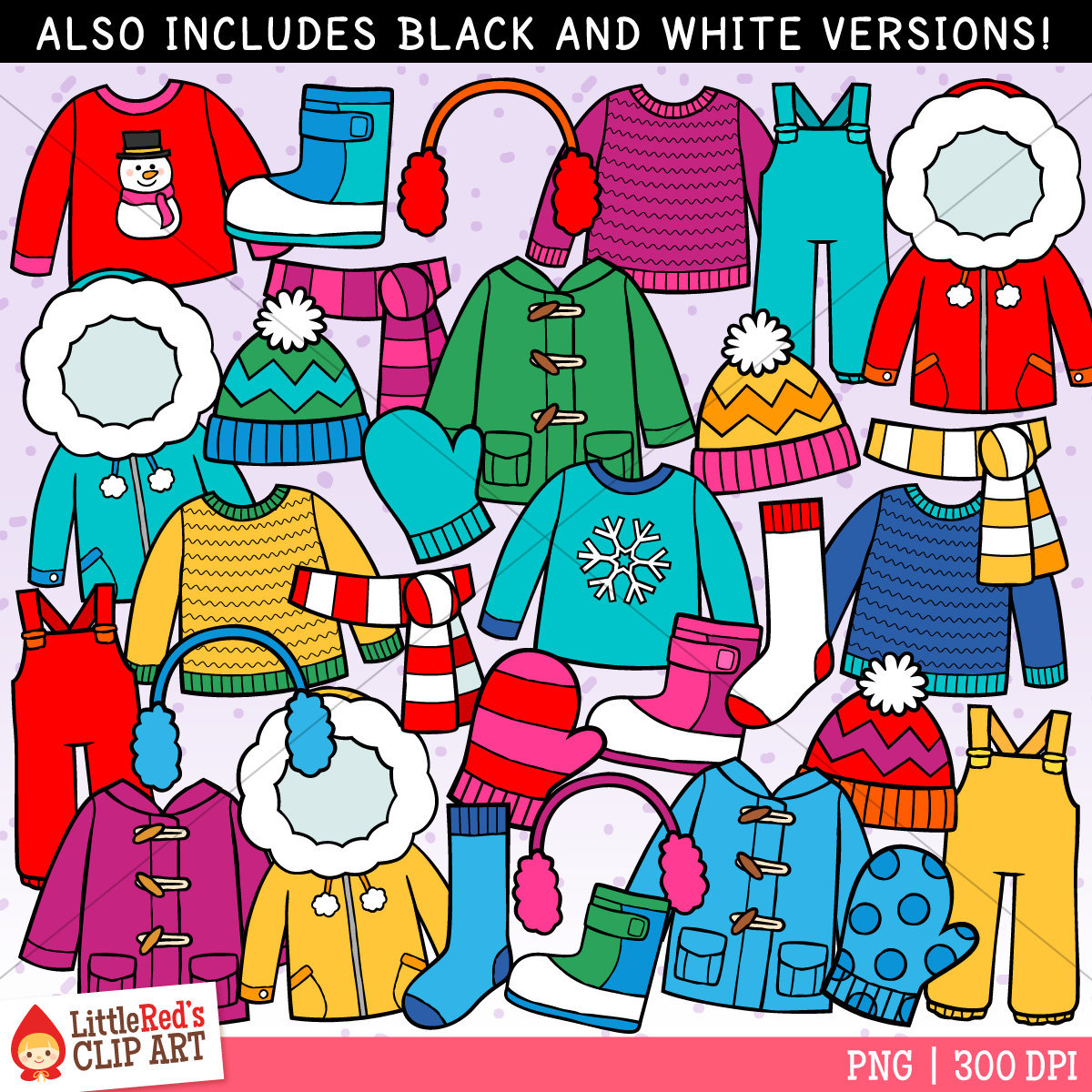 Winter Clothes Clip Art | Etsy