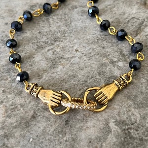 Black Silver Gold Hands, Together Necklace, Hold Onto Hope Necklace ...