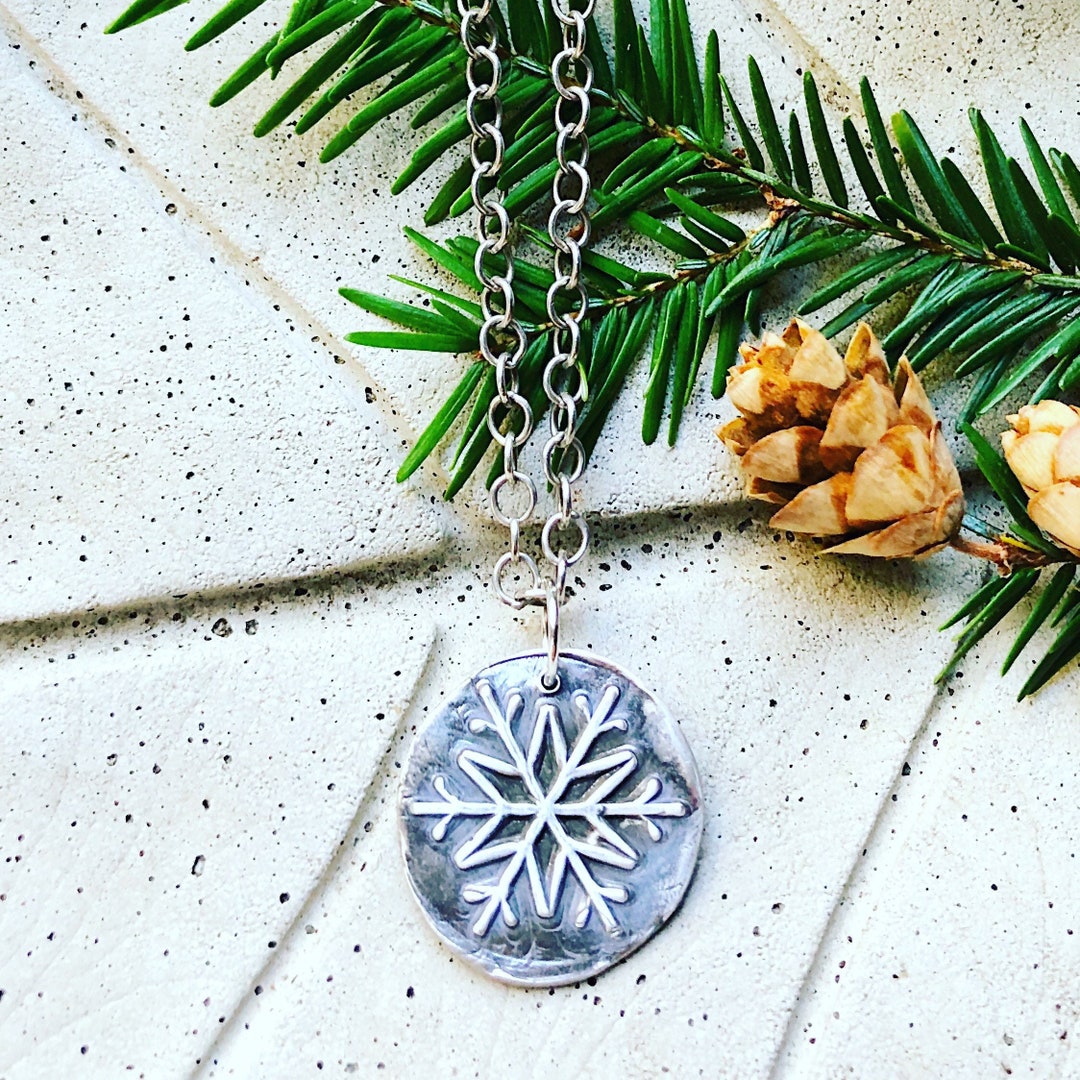Silver SNOWFLAKE Pendant, Winter Jewelry, Wax Seal Jewelry, Meaningful ...