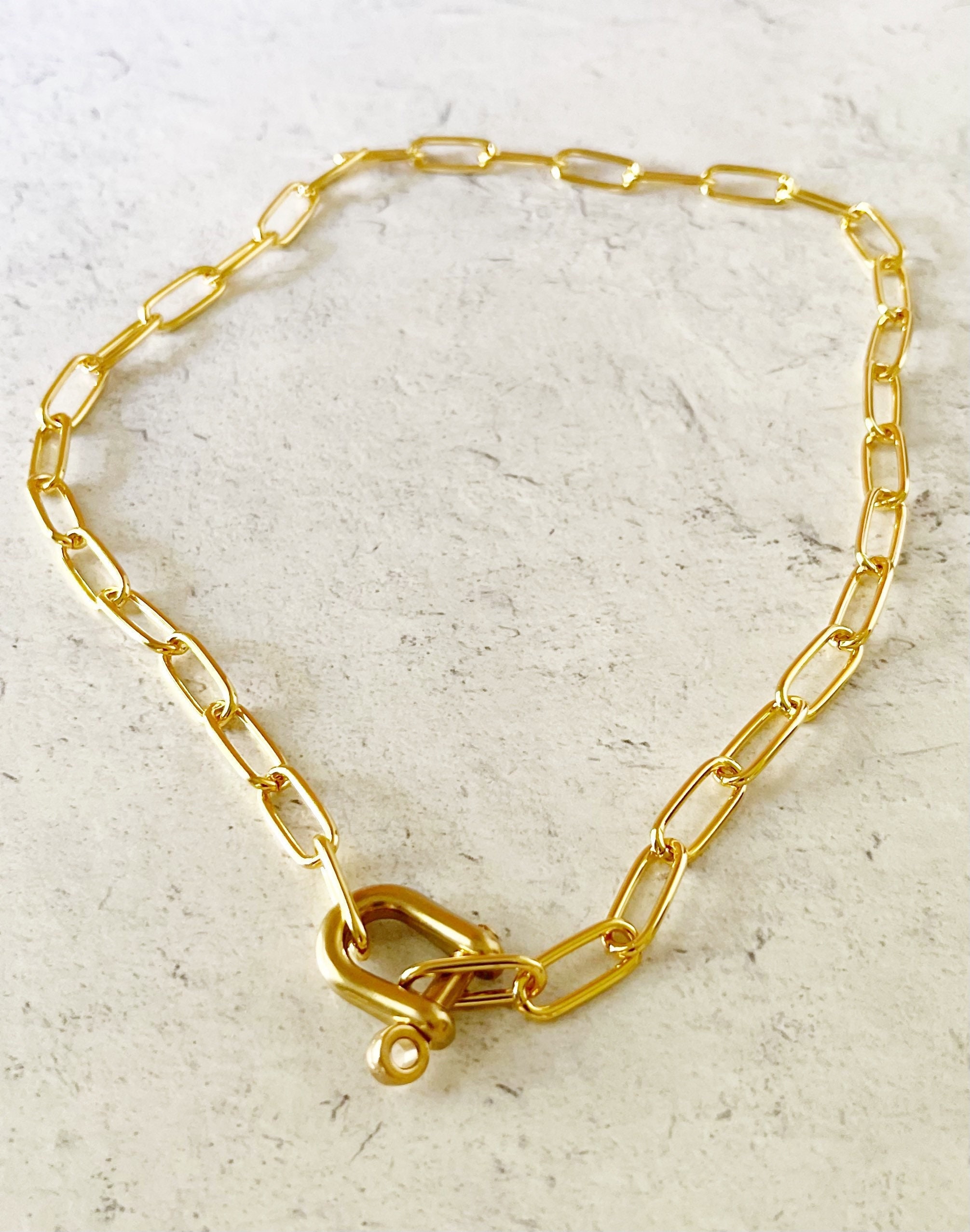 Shackle Lock Necklace, Paperclip Link Necklace, Rocker Style - Etsy UK