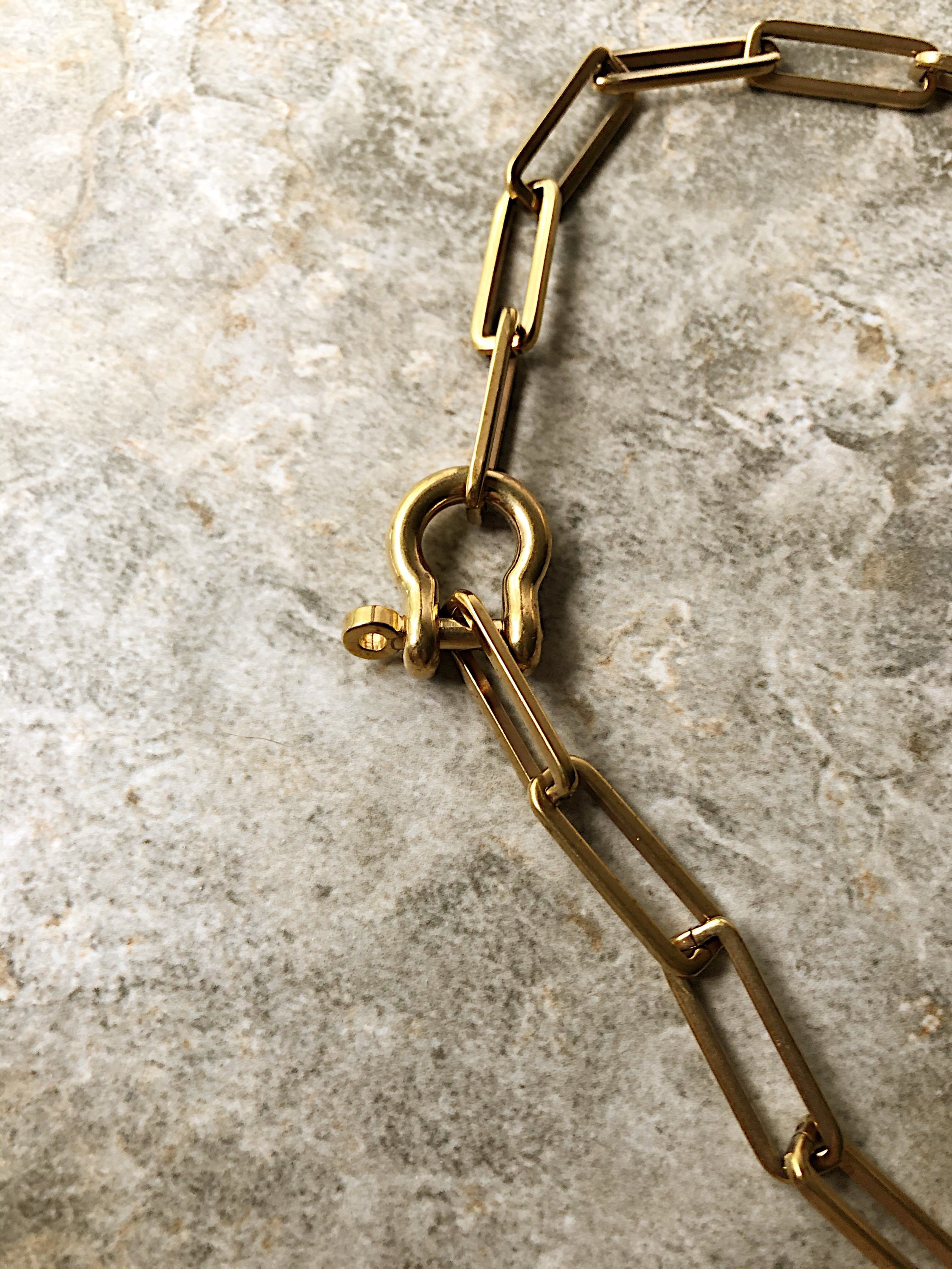 Rocker Jewelry Shackle Lock Link Necklace VINTAGE Raw Brass | Etsy