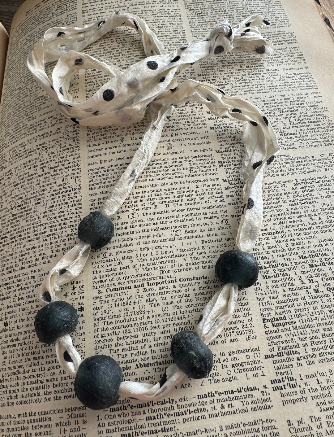 Black Polka Dot Necklace, Sari Ribbon Necklace - Etsy