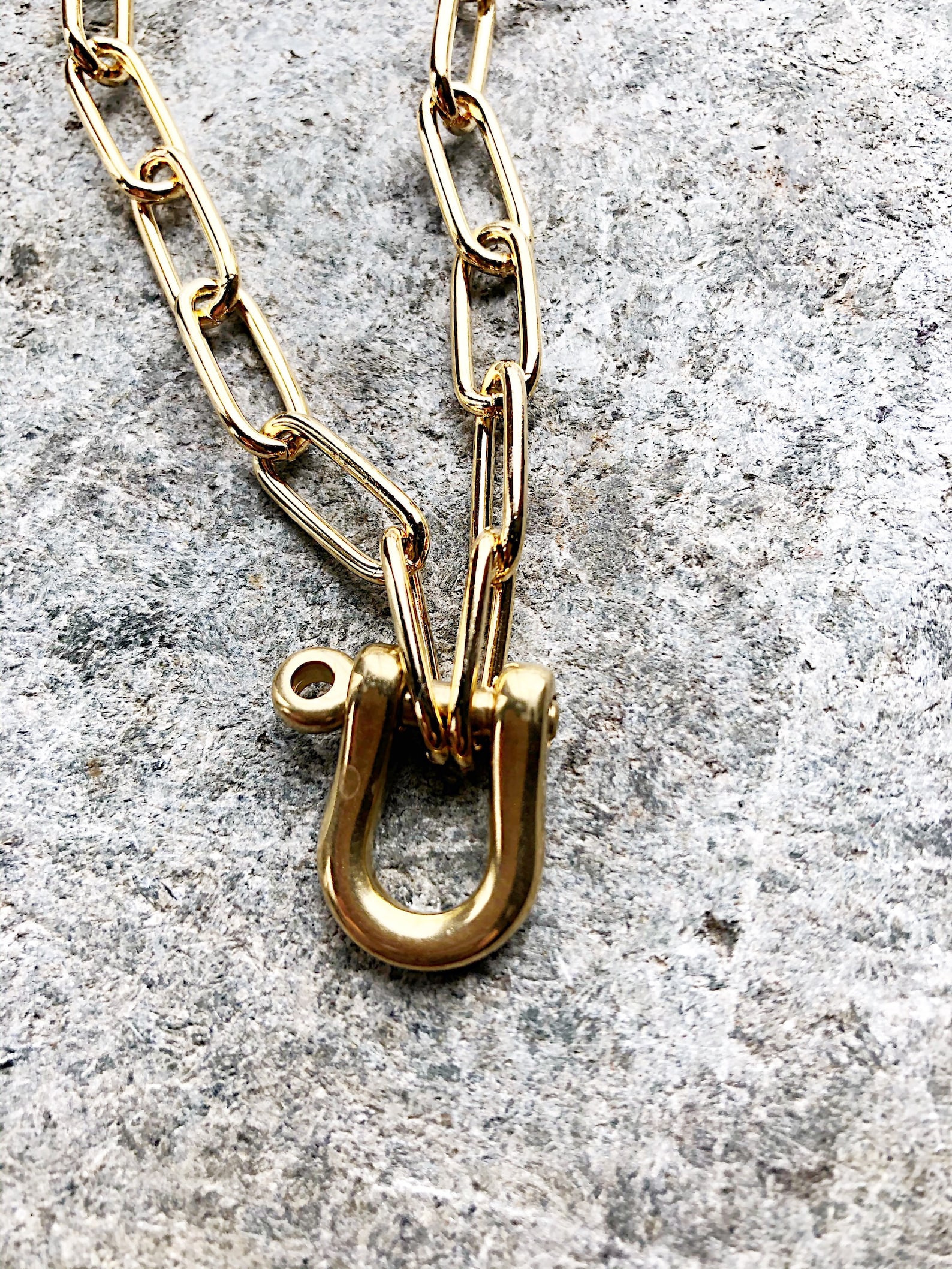 SHACKLE LOCK Necklace Paperclip Link Necklace | Etsy