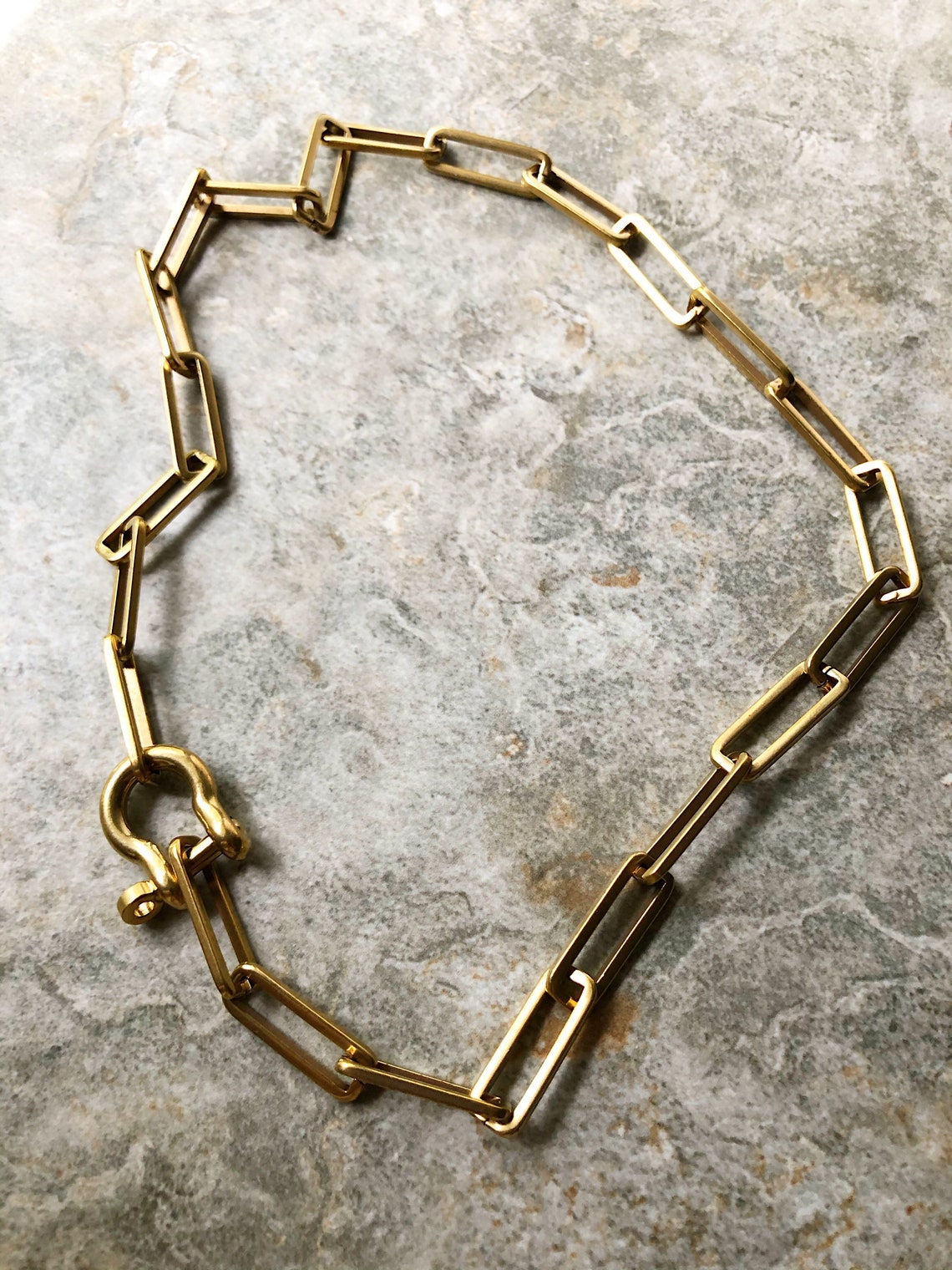 Rocker Jewelry Shackle Lock Link Necklace VINTAGE Raw Brass - Etsy