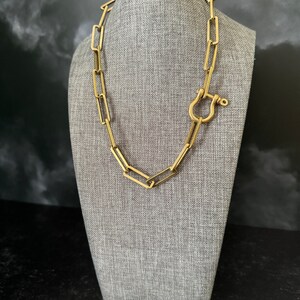 Rocker Jewelry, Shackle Lock Link Necklace, VINTAGE Raw Brass - Etsy
