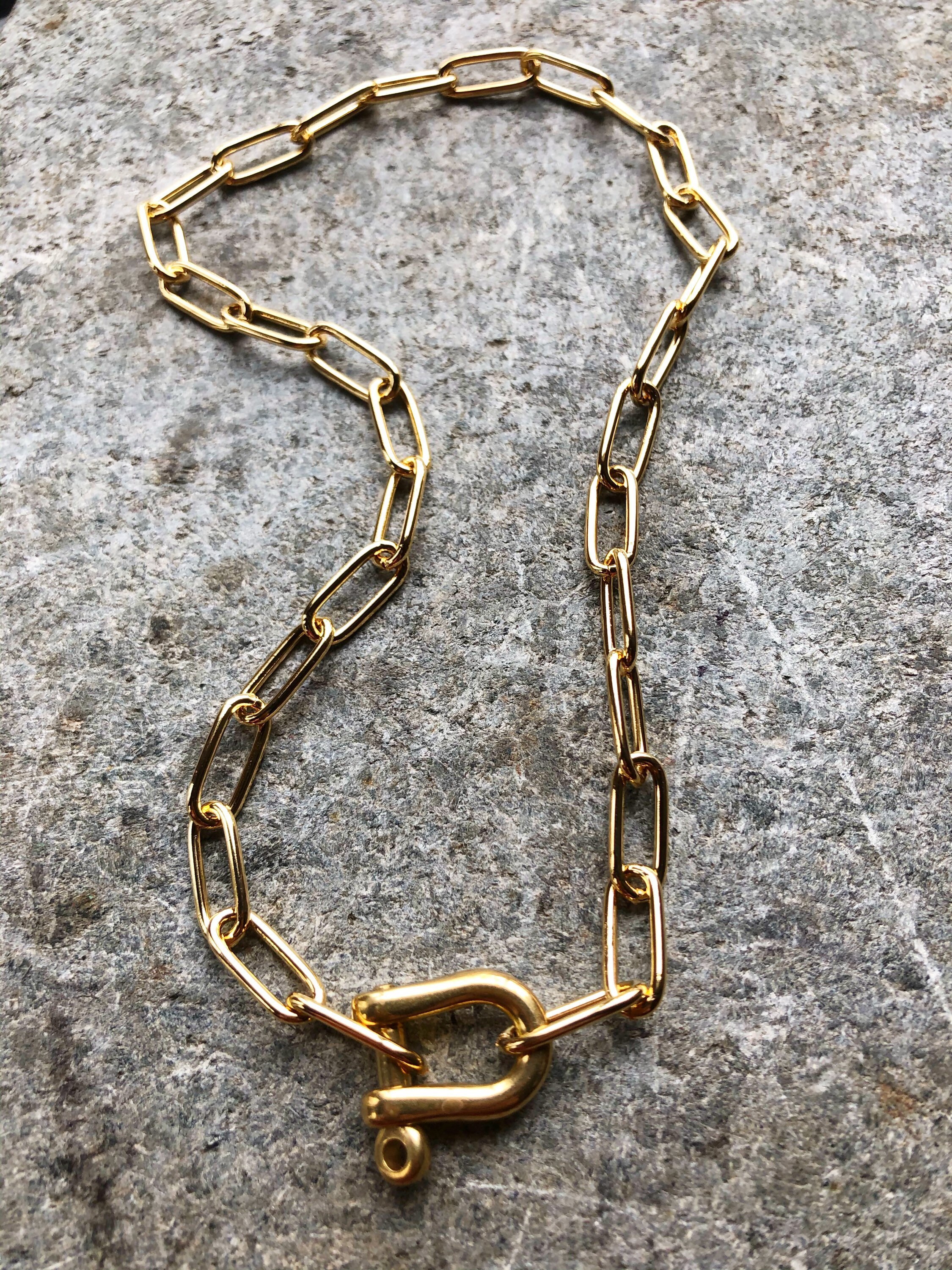 SHACKLE LOCK Necklace Paperclip Link Necklace | Etsy