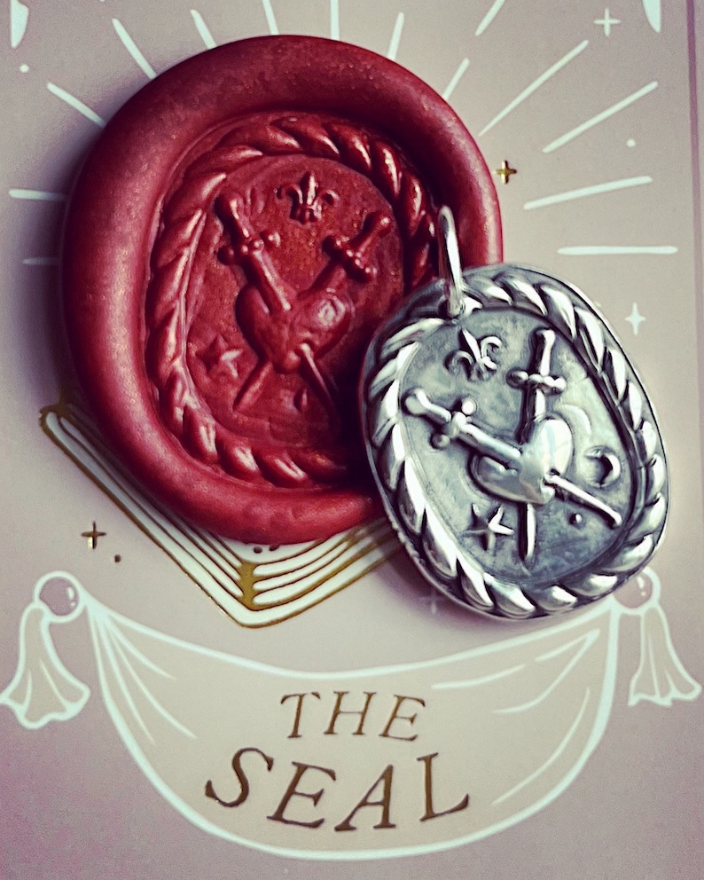 Bleeding Heart Silver Pendant, Wax Seal Jewelry, Double Sword Pendant ...