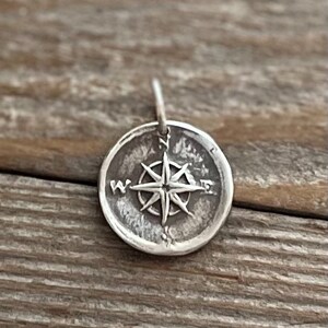 Compass Charm, Silver Compass Pendant, Wax Seal Jewelry - Etsy