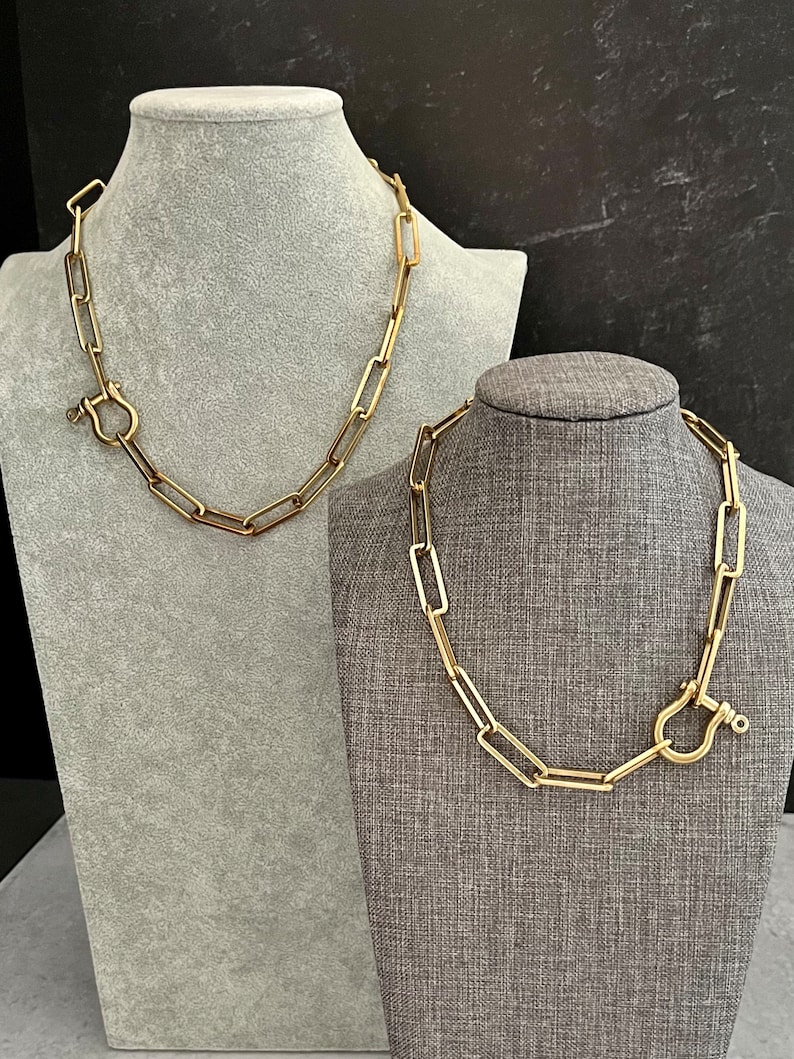 Rocker Jewelry Shackle Lock Link Necklace VINTAGE Raw Brass - Etsy