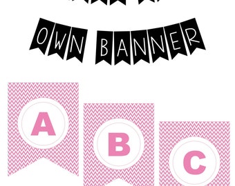 Pink Chevron Banner | Etsy