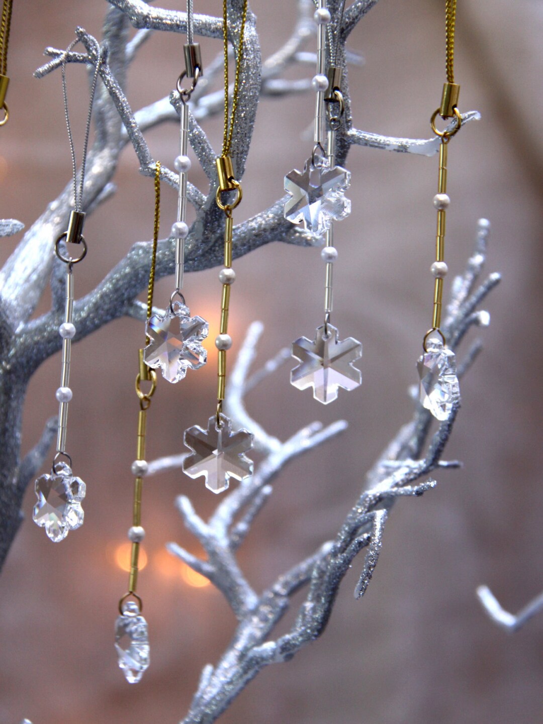 Christmas Tree With Snowflake Ornaments, Christmas Tree Decorations - Etsy