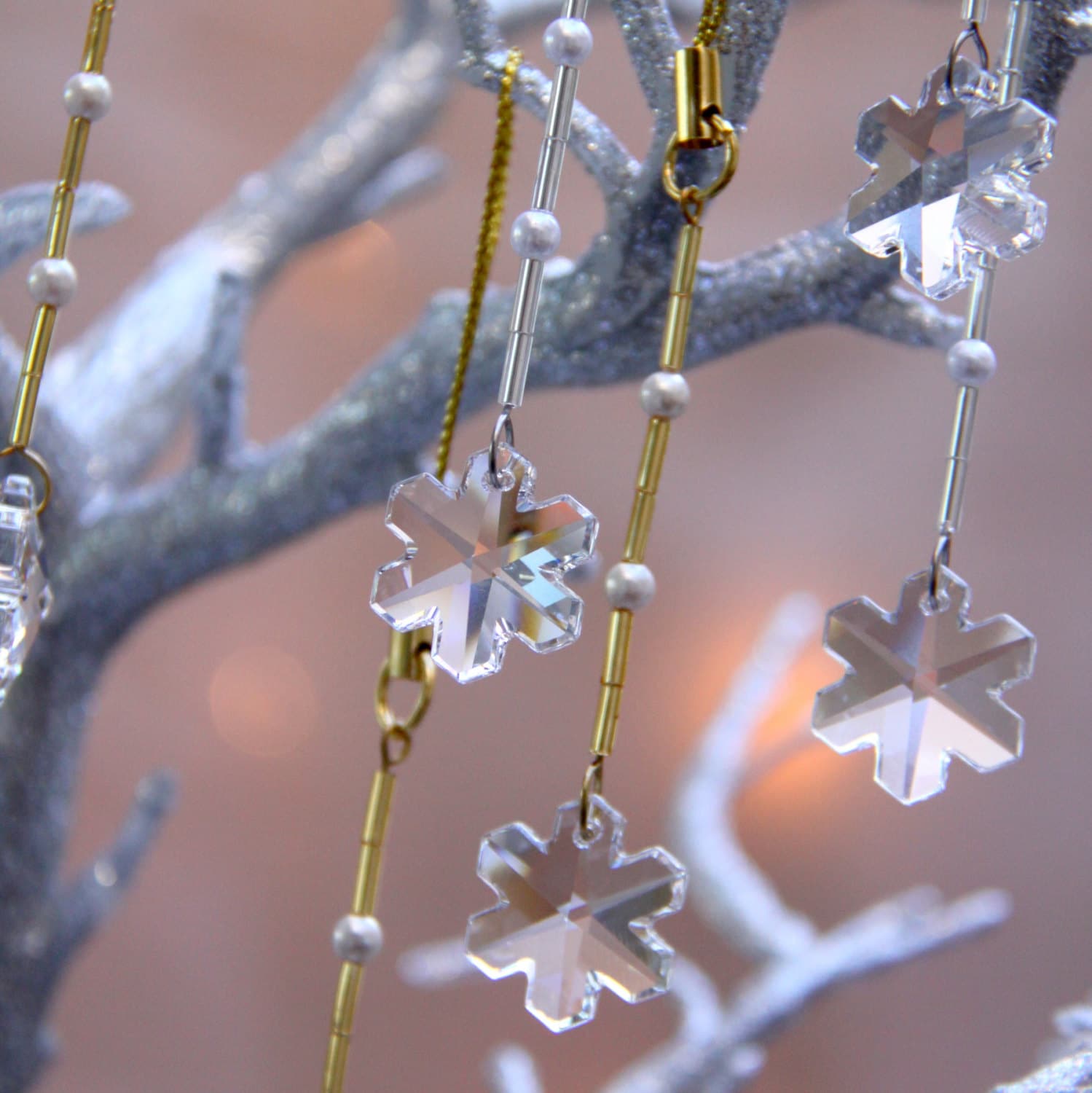 Christmas Tree With Snowflake Ornaments, Christmas Tree Decorations - Etsy