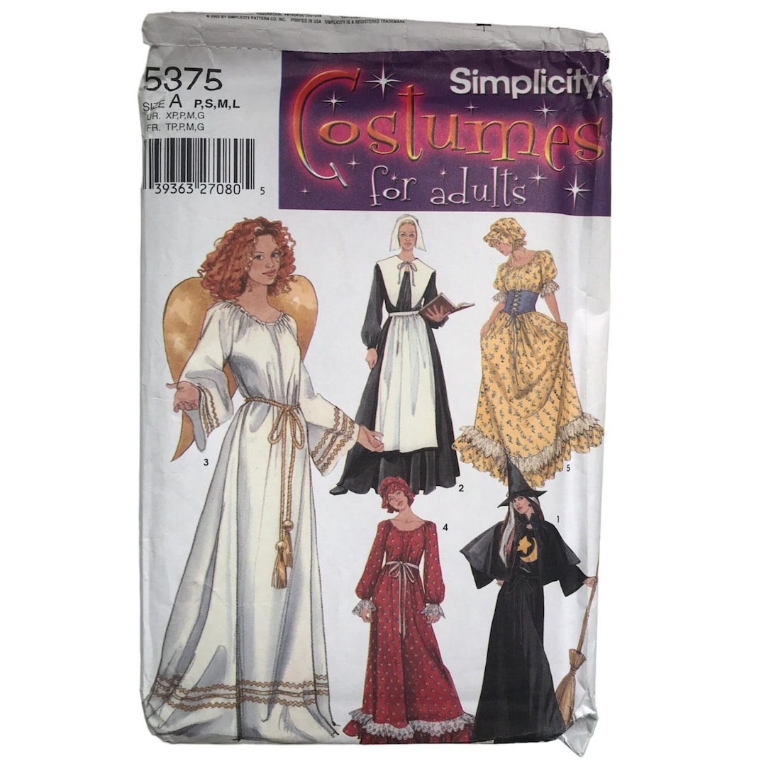 Womens Halloween Costume Sewing Pattern, 2003 Simplicity 5375, Womens ...