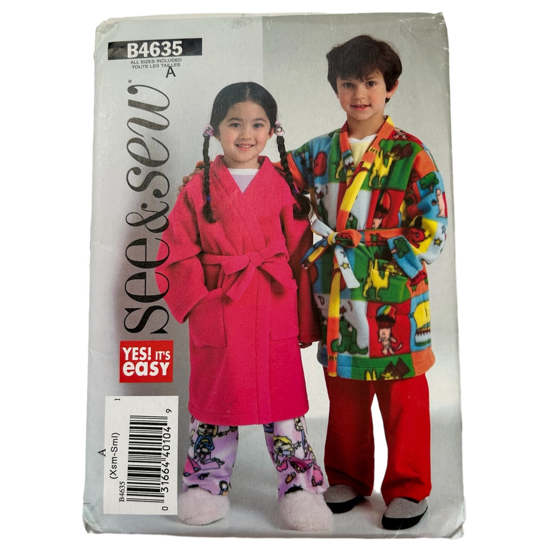 Kids Pajama Robe Sewing Pattern, Sleepwear, Robe With Belt, Pajama ...