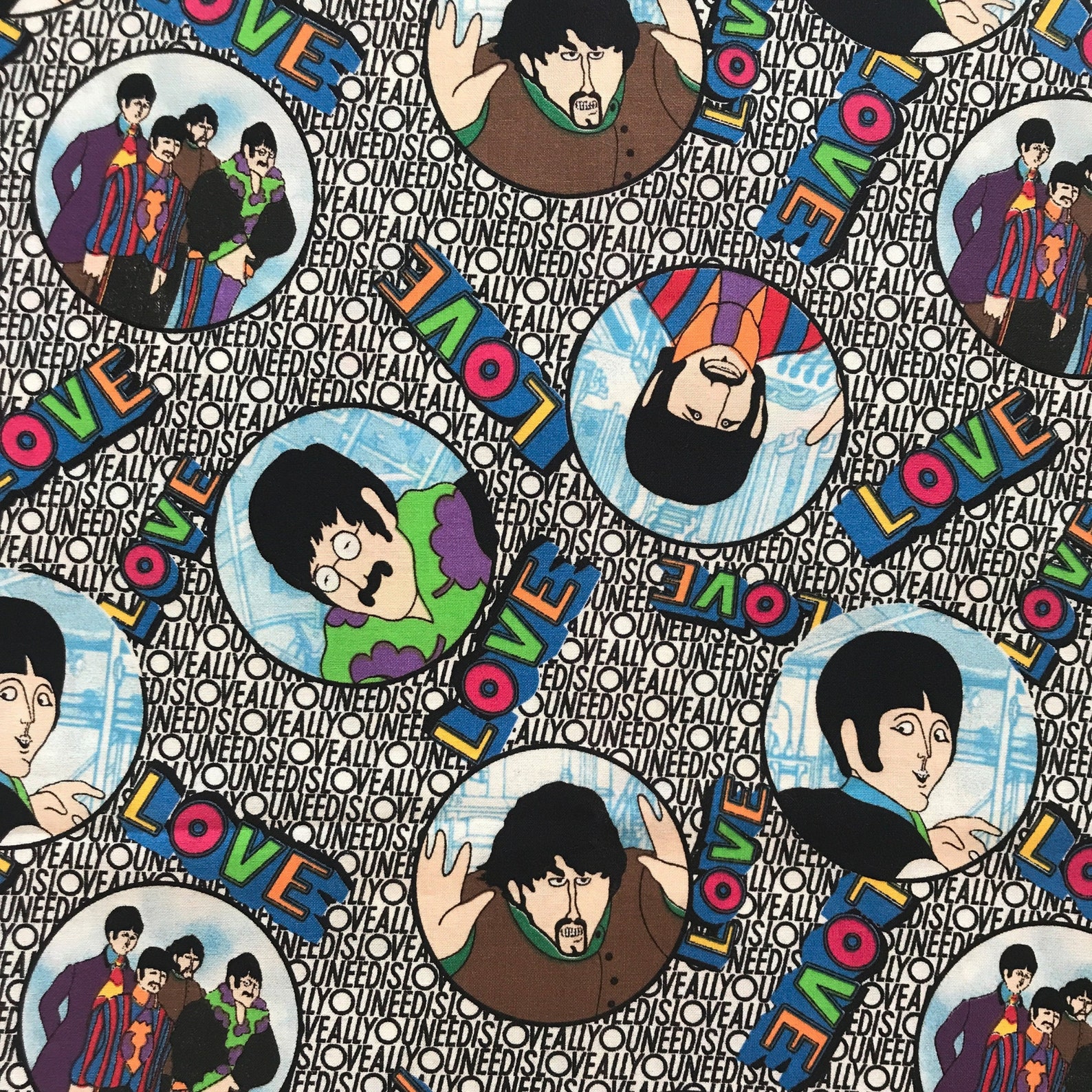 Rare Beatles Fabric One Yard Yellow Submarine Fabric All You - Etsy
