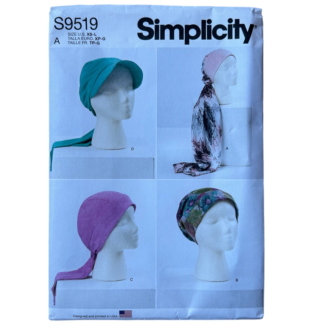 Women’s Hat or Head Wraps Sewing Pattern, Simplicity S9519, Womens Size ...