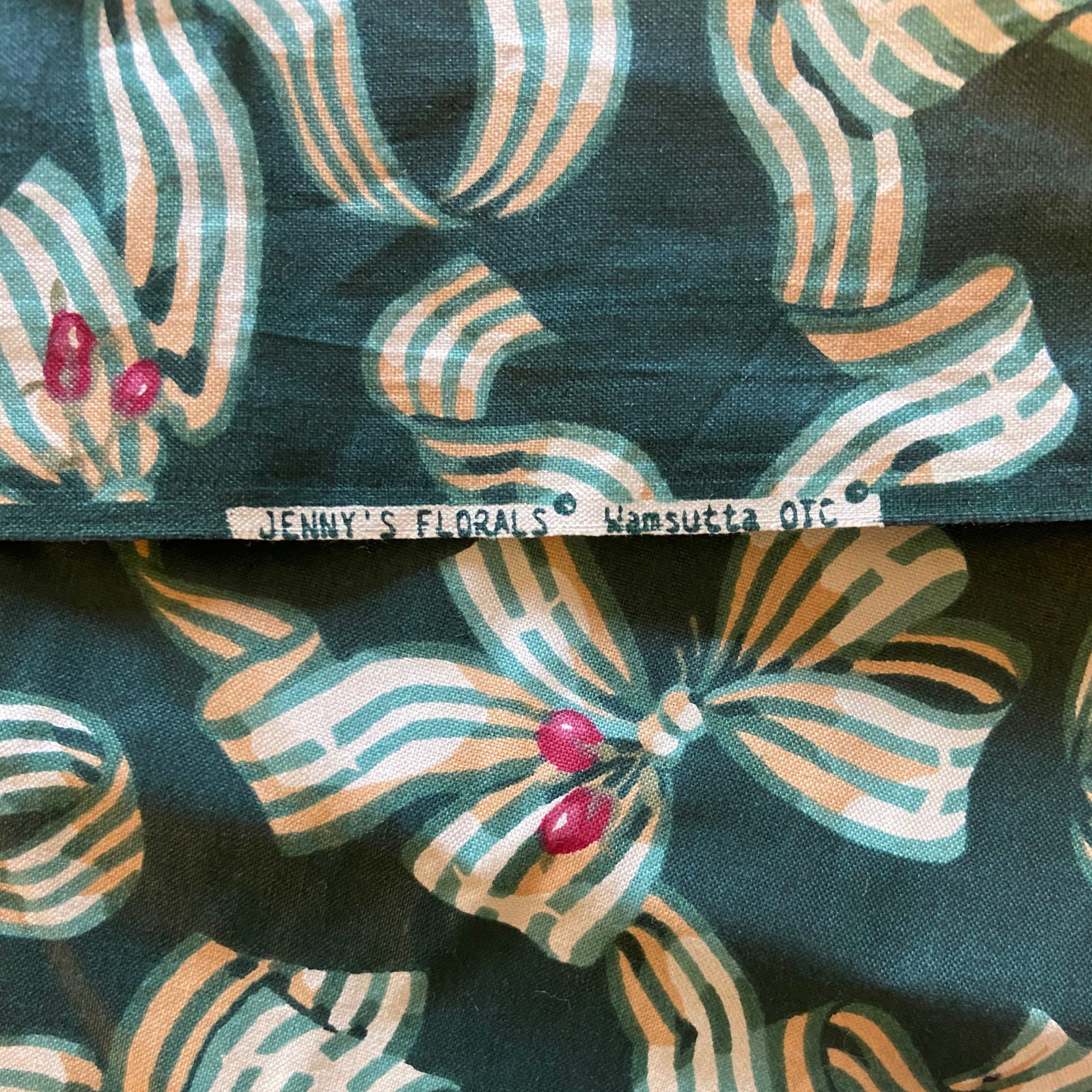Beautiful Green Ribbons Bows Fabric, Jenny’s Florals by Wamsutta OTC ...