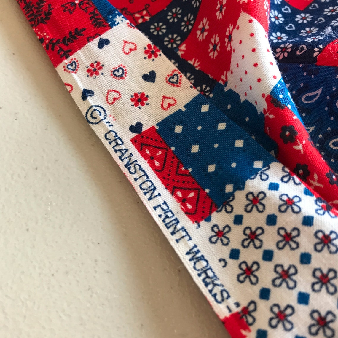 Vintage OOP Calico Patchwork Fabric Patriotic Red White - Etsy