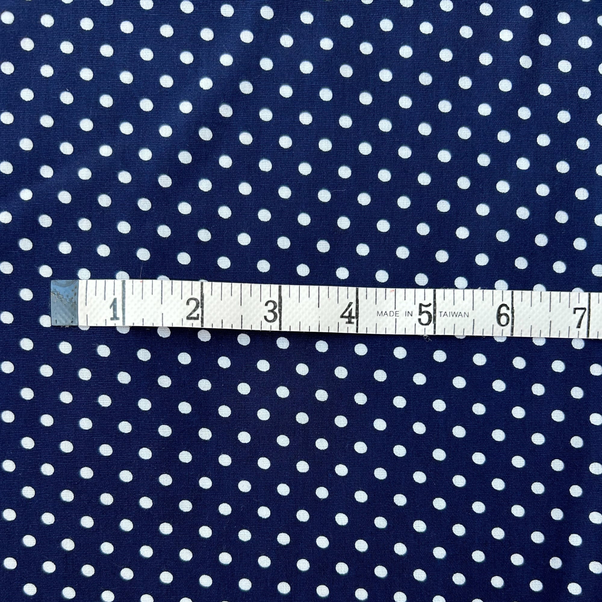 Polka Dot Fabric White Dots on Navy Blue, Fabric by the Half Yard, Polka Dot Cotton Quilting ...