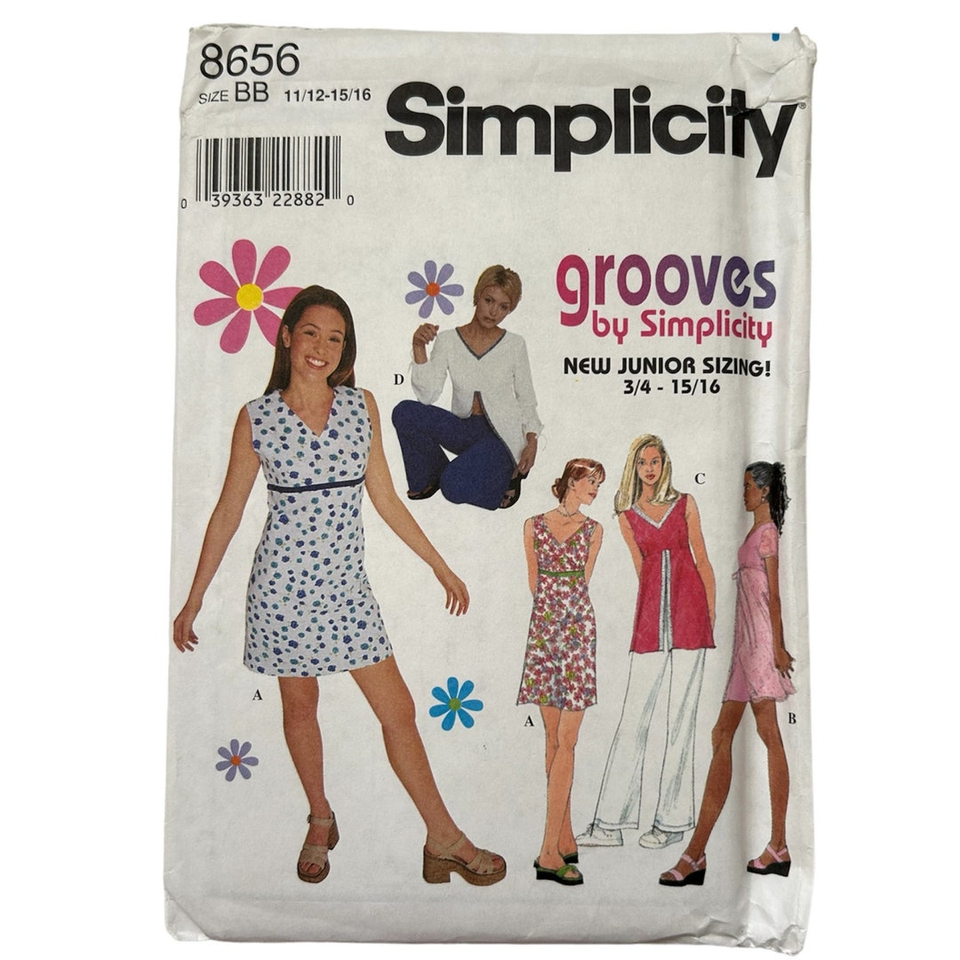1990s Teen Dress Tunic and Pants Sewing Pattern, Simplicity 8656 ...