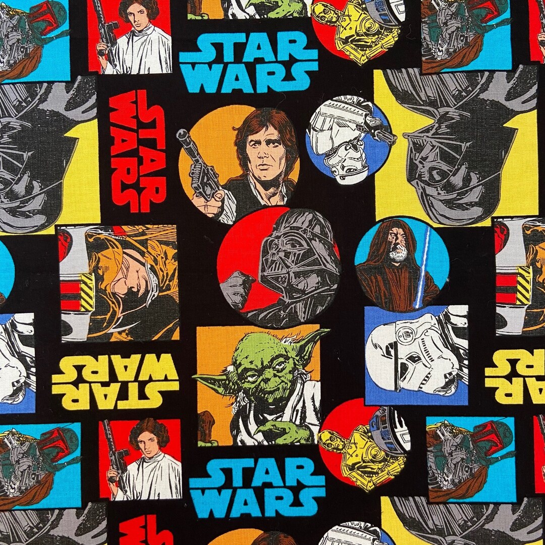 Star Wars Character Block Fabric Fat Quarter, Han Solo, Luke Skywalker ...