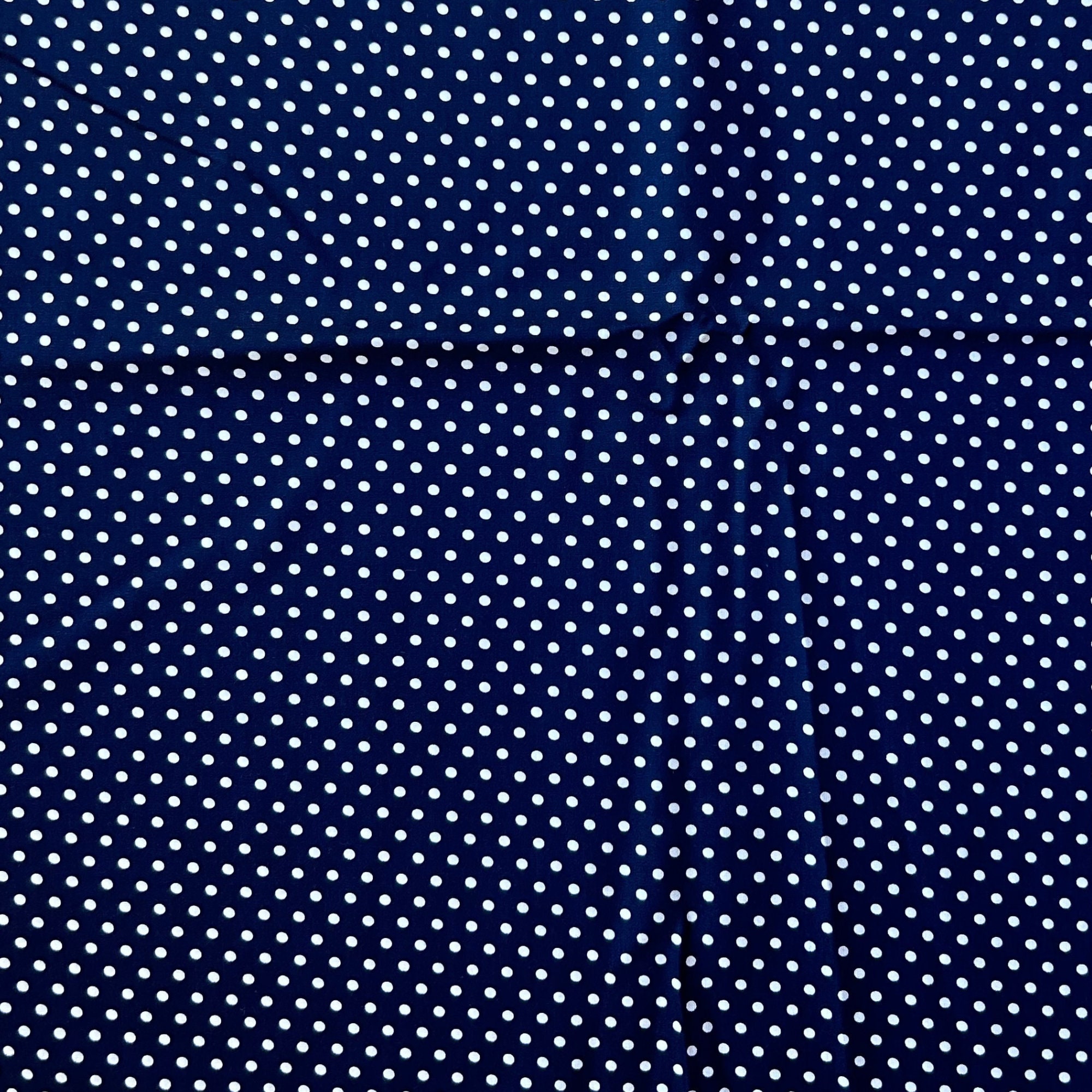 Polka Dot Fabric White Dots on Navy Blue, Fabric by the Half Yard ...