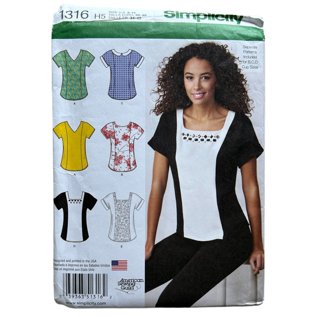 Women’s Tops Sewing Pattern, Simplicity 1316, Womens Size 6 8 10 12 14 ...
