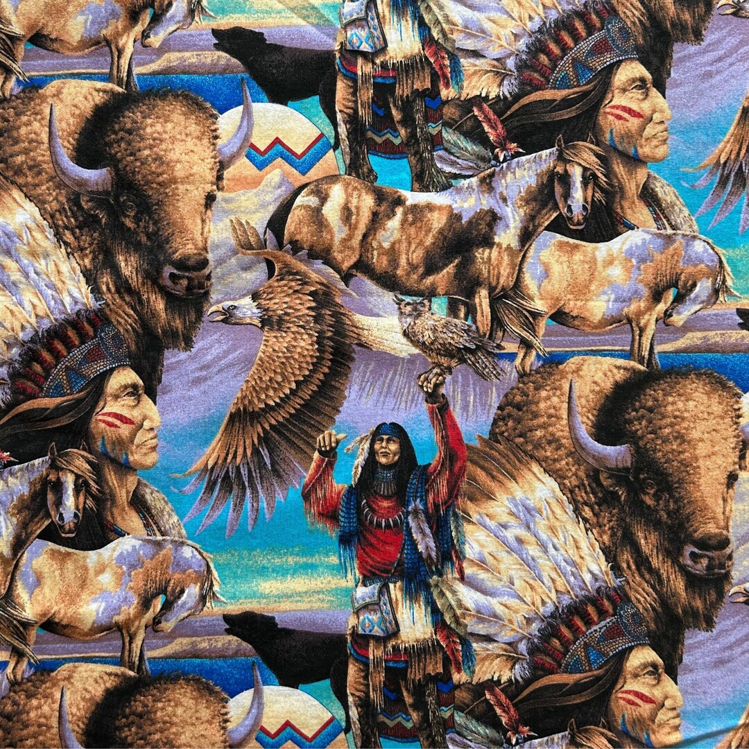 Native American Indian Fabric, Southwestern Navajo Desert Landscape ...