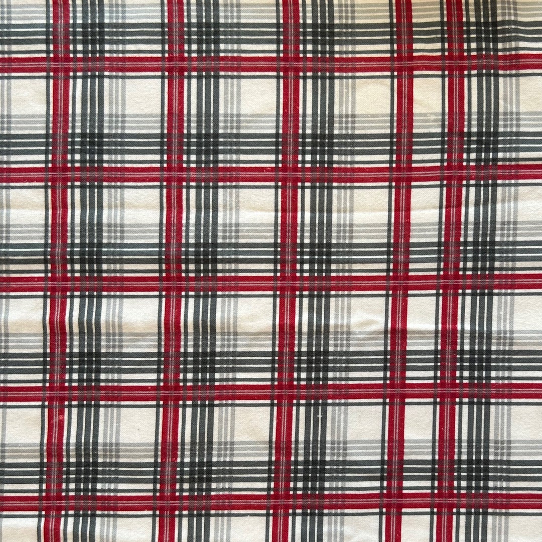 Red and Gray Plaid Flannel Fabric Eddie Bauer, 100% Cotton Flannel ...