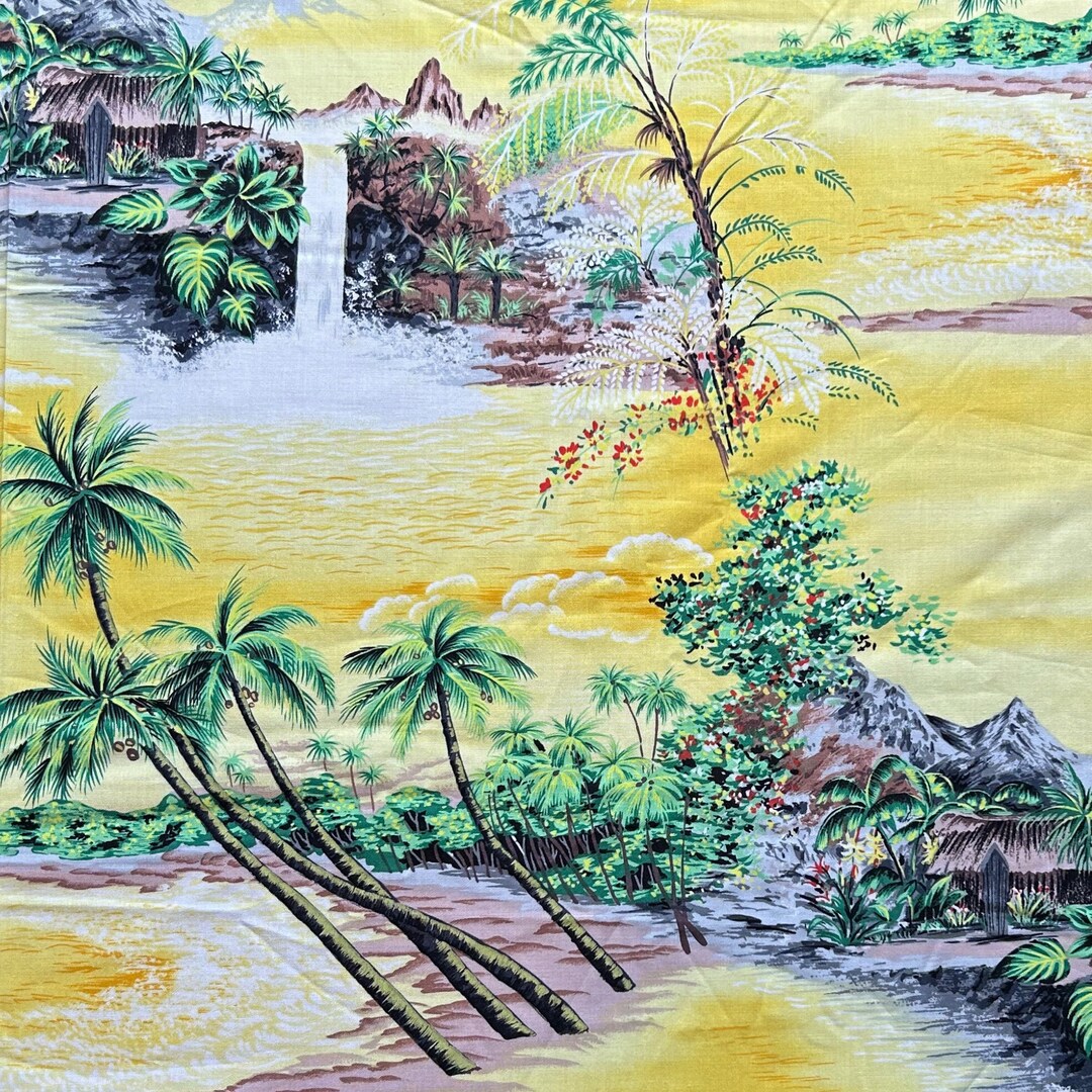 Tropical Beach Fabric, 100% Cotton Quilting Fabric by the Yard, Vintage ...