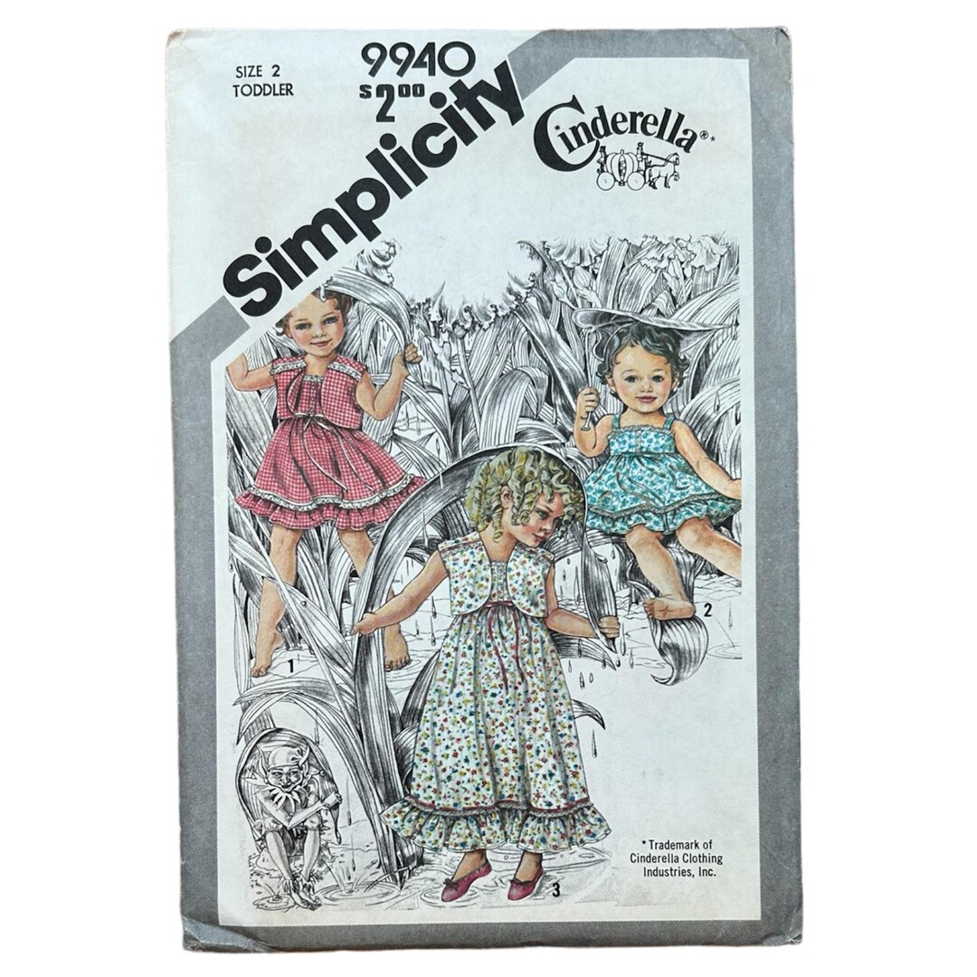 Vintage Girl’s Dress Sewing Pattern, Simplicity 9940, Toddler/childrens Size 2, Uncut Complete ...