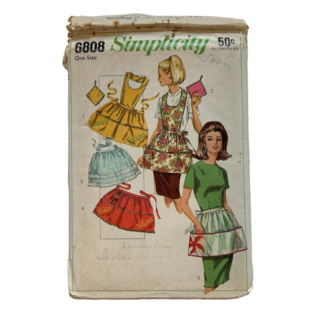 Vtg 1960s Aprons Sewing Pattern, Simplicity 6808, One Size, Complete ...