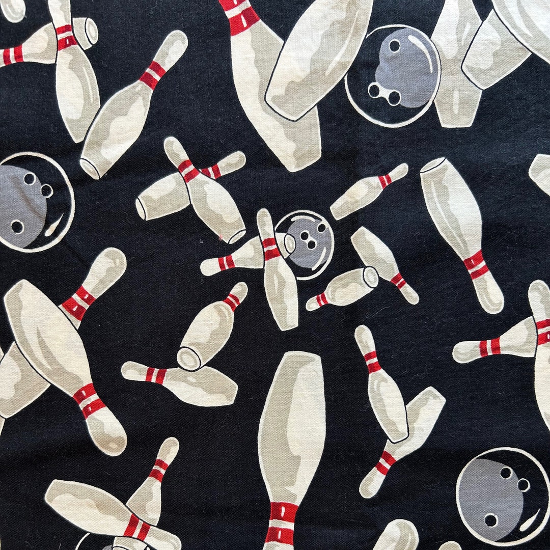 Retro Bowling Fabric, Strike by Alexander Henry 2003, Pick Cut, Vintage ...