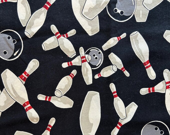 Retro Bowling Fabric, Strike by Alexander Henry 2003, Pick Cut, Vintage ...