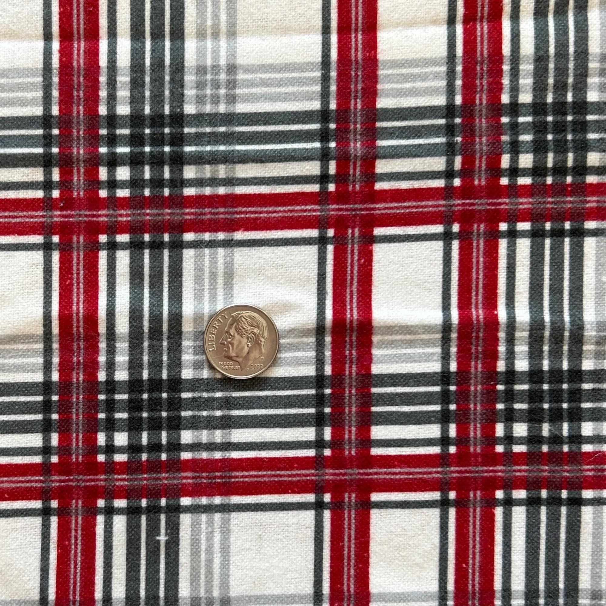 Red and Gray Plaid Flannel Fabric Eddie Bauer, 100% Cotton Flannel ...