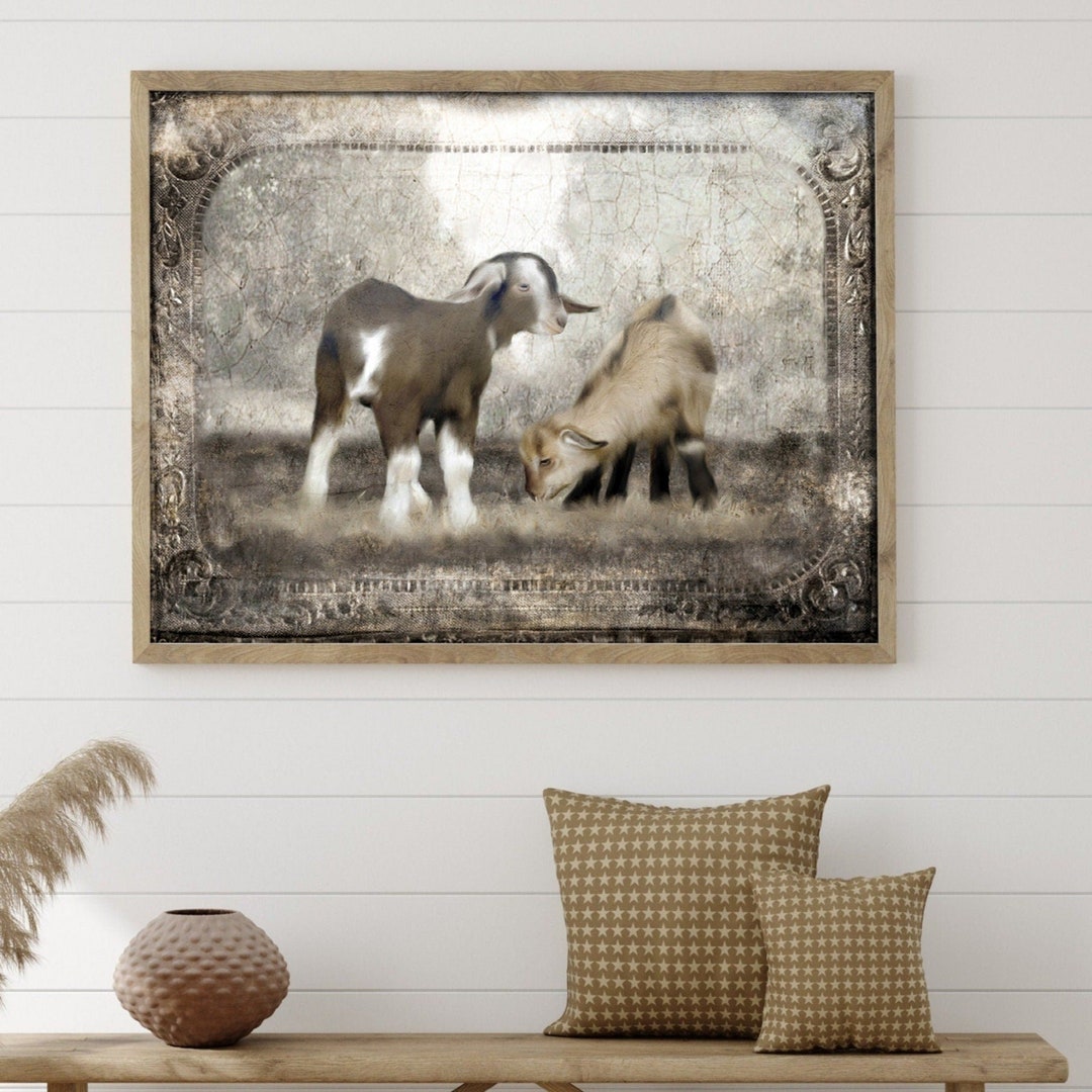 Baby Goats Art Print French Country Cute Whimsical Farm - Etsy