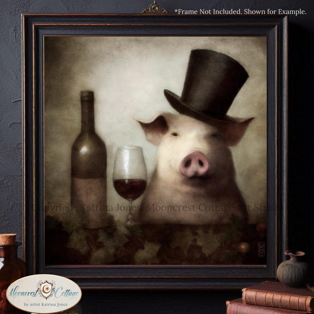 Victorian Vintage Animal Art - Dapper Pig in A Hat Art Print - Etsy