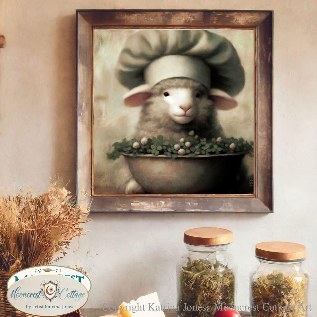 Cute Sheep Signed Art, Country Kitchen Signed Artwork, Farmhouse ...