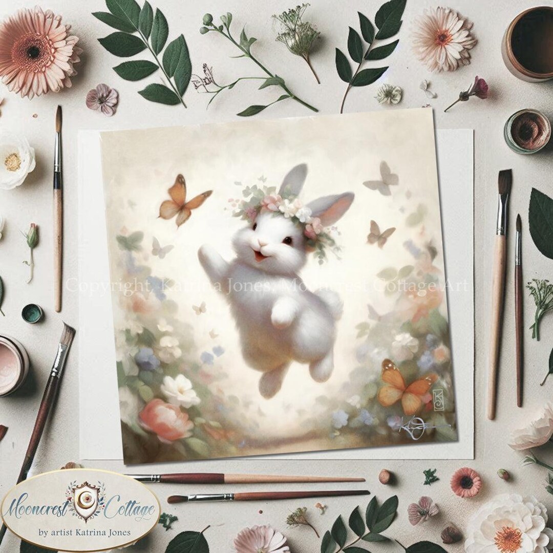 Spring Rabbit Signed Art Print - Cute Spring French Country Animal Art ...