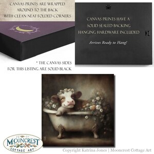 Bathroom Art, Cute Farm Cow Bathtub Painting, French Country Cottage ...