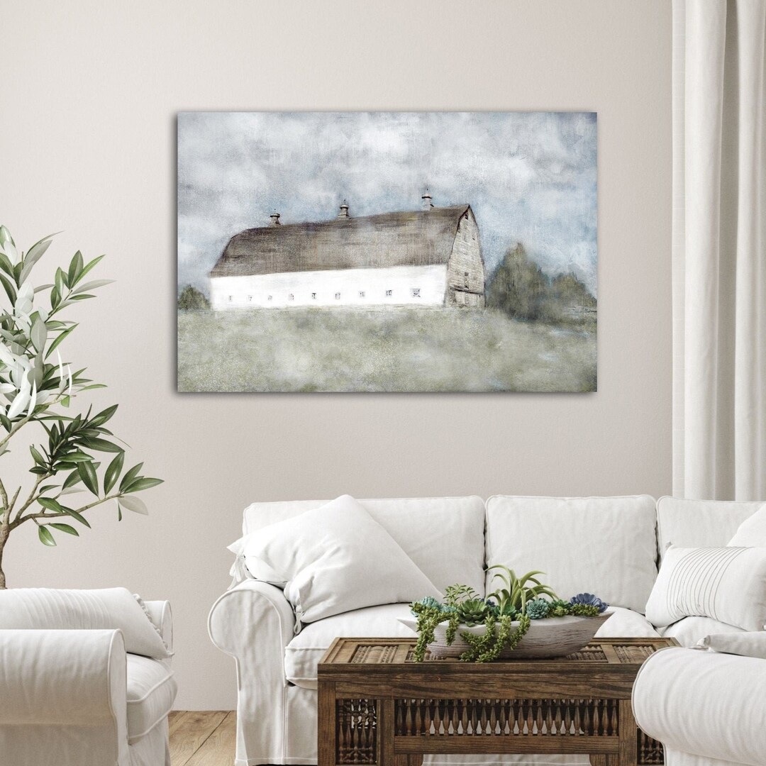 White Barn Farm Art Print Country Scene Realistic Lanscape - Etsy