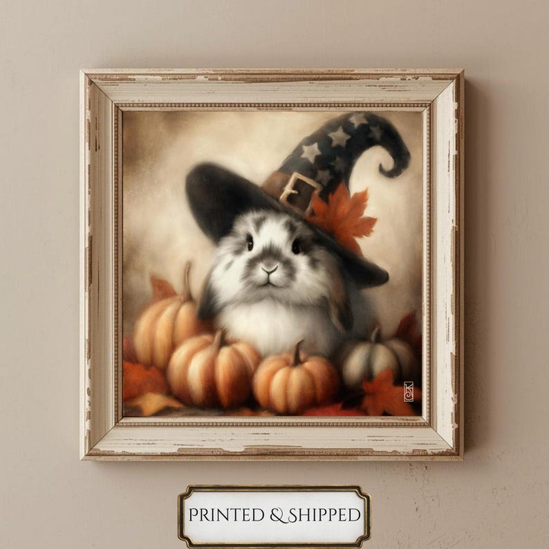 Fall Wall Art, Cute Spotted Rabbit Fall Art Print - Etsy