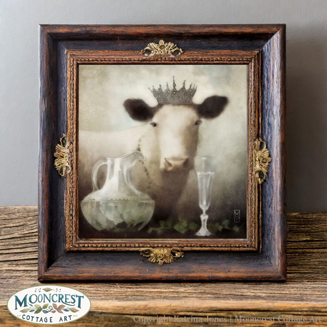 French Country Cow With Crown Wall Art Print Regency Formal Dining Room ...