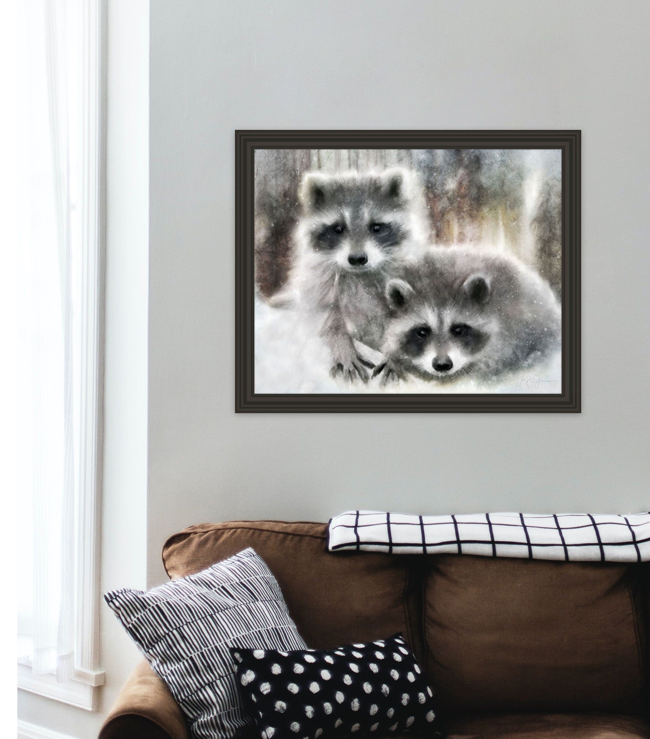 Raccoons Art Print Realistic Woodland Wildlife Animal Nature - Etsy