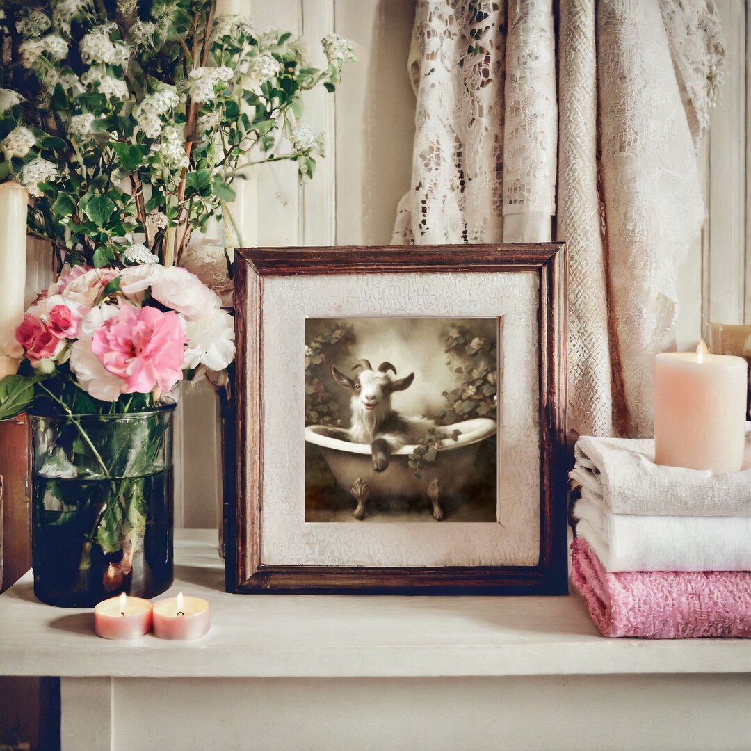 Bathroom Wall Art, Cute French Country Bath Decor, Bathtub Painting ...