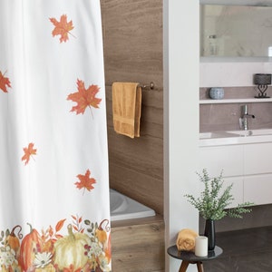 Autumn Pumpkin Floral Bathroom Set Fall Seasonal Decor Bath Towel Mat ...