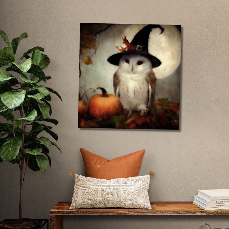 Whimsical Halloween Art Print of A Cute Fall Owl in A Witch - Etsy