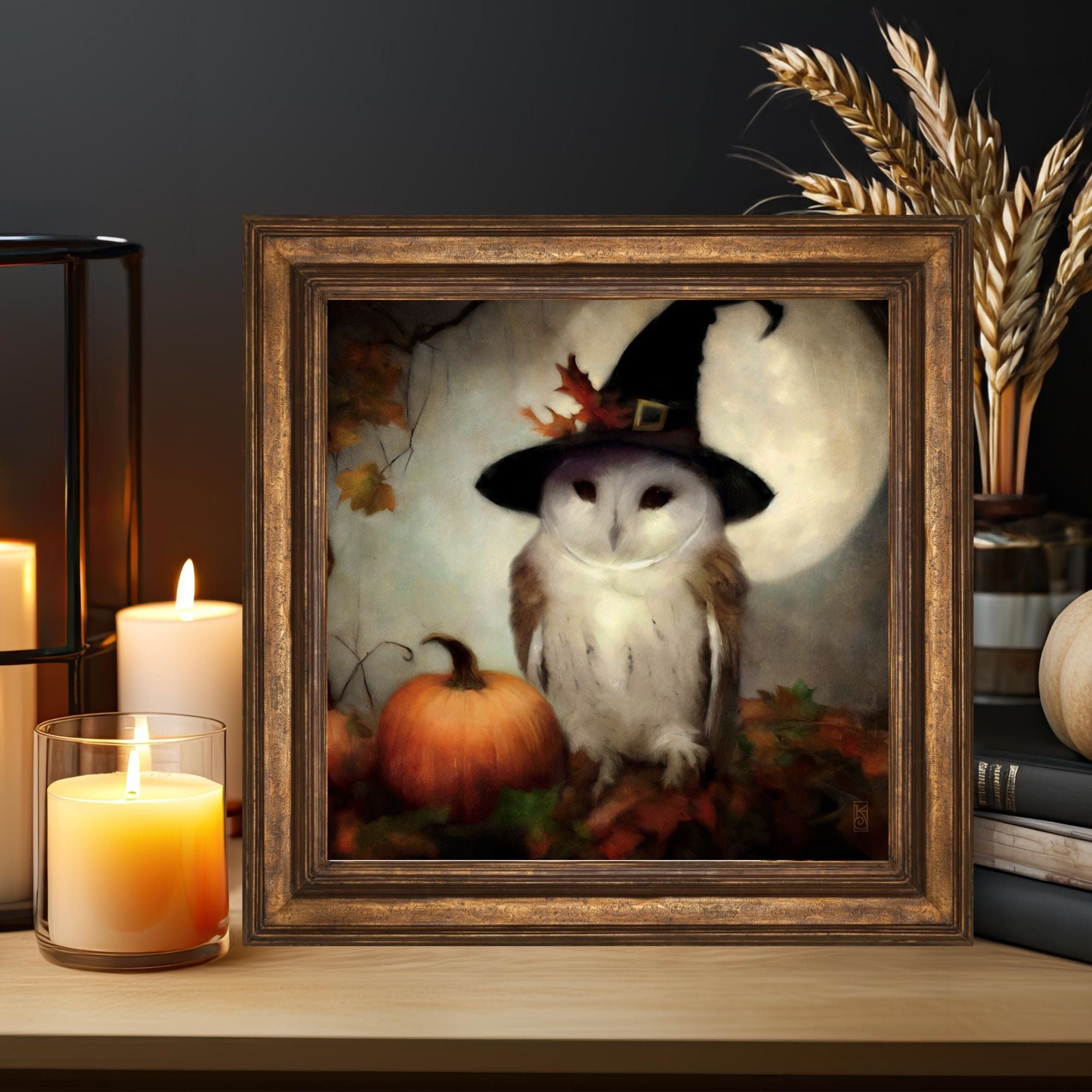 Whimsical Halloween Art Print of A Cute Fall Owl in A Witch - Etsy