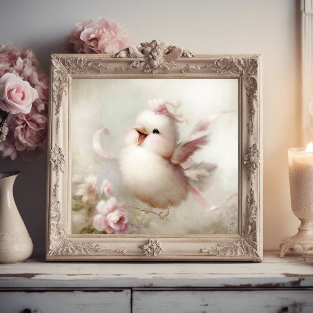 Playful Spring Bird Art Print Cute French Country Animal Art Easter ...