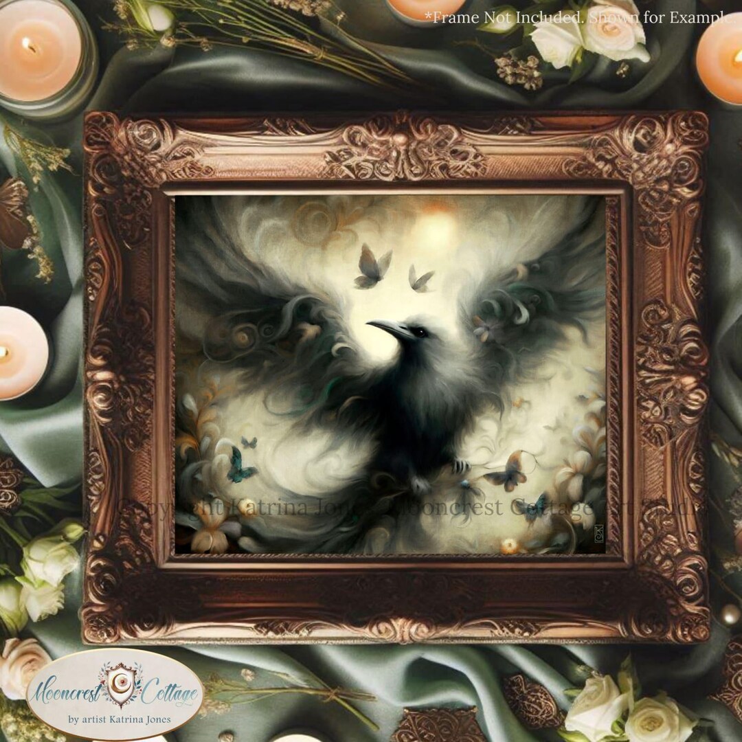 Raven Flying Art Print - Mythic Fantasy Inspired Crow Painting - Etsy